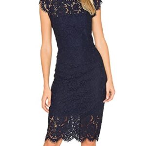 MEROKEETY Women's Sleeveless Lace Floral Elegant Cocktail Dress Crew Neck Knee Length for Party