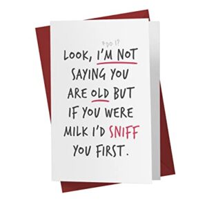 Funny Birthday Card For Men and Women, Single Large 5.5 x 8.5 Happy Birthday Card For Him Or Her, Birthday Card For Husband, Birthday Card For Brother - Birthday Card For Sister, Birthday Card For Son, Nephew, Niece - Karto - Old Milk