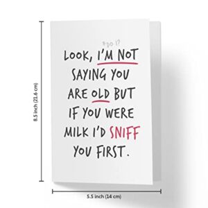 Funny Birthday Card For Men and Women, Single Large 5.5 x 8.5 Happy Birthday Card For Him Or Her, Birthday Card For Husband, Birthday Card For Brother - Birthday Card For Sister, Birthday Card For Son, Nephew, Niece - Karto - Old Milk