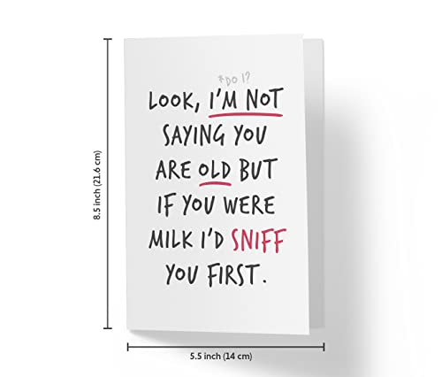 Funny Birthday Card For Men and Women, Single Large 5.5 x 8.5 Happy Birthday Card For Him Or Her, Birthday Card For Husband, Birthday Card For Brother - Birthday Card For Sister, Birthday Card For Son, Nephew, Niece - Karto - Old Milk