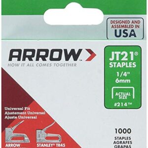 Arrow Fastener 214 15 Pack 1/4in. JT21 Light Duty Staple, 1,000 Staples per Pack