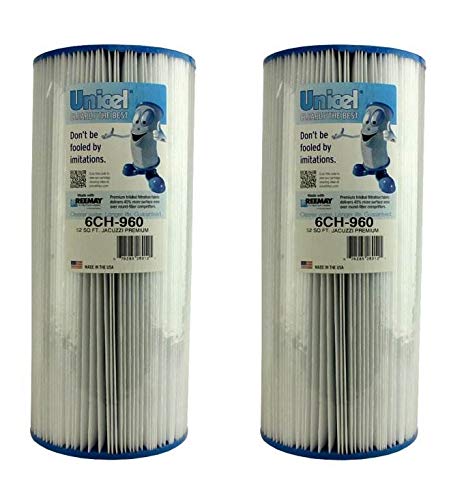 Unicel 6CH-960 Replacement Pleated Polyester Spa Filter Cartridge Compatible with Jacuzzi Premium J-300 & J-400, 52 Square Feet (2 Pack)