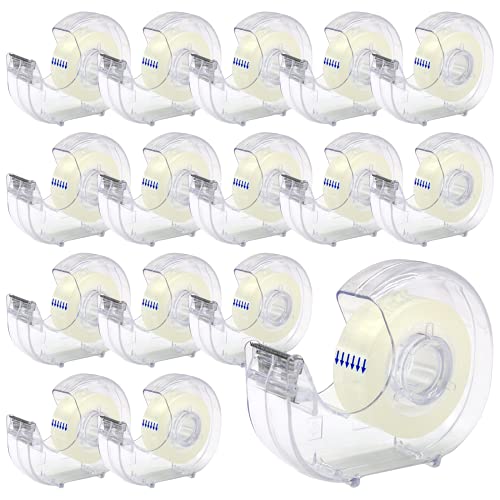 OWLKELA Clear Tapes and Refillable Dispensers 16 Pack, 0.7" x 28 yds per roll, Transparent Tape Refills, Office Tape with Dispenser for Home, School