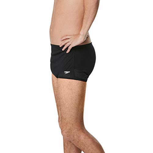 Speedo Men's Swimsuit Square Leg Poly Mesh Training Suit, Speedo Black, 30