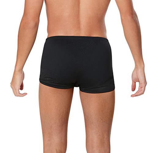 Speedo Men's Swimsuit Square Leg Poly Mesh Training Suit, Speedo Black, 30