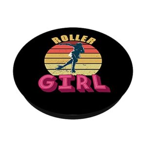 Roller Girl Retro Vintage Skating 70s 80s Roller Derby Gift PopSockets Swappable PopGrip