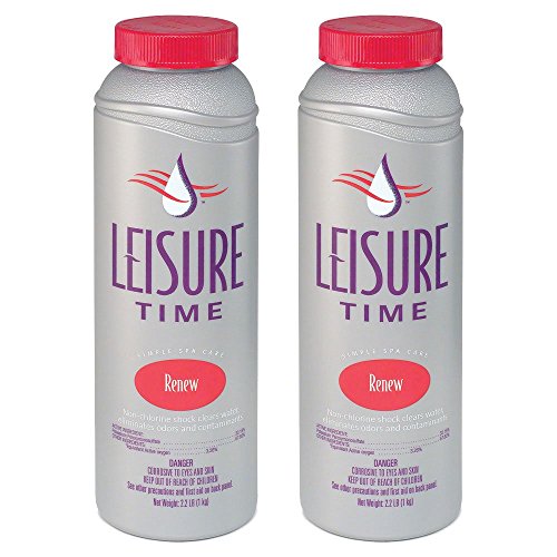 LEISURE TIME RENU2-02 Renew Non-Chlorine Shock for Spas and Hot Tubs, 2.2-Pounds, 2-Pack & Leisure Time 30210A Defender Spa and Hot Tub Stain and Scale Cleaner, 32 fl oz