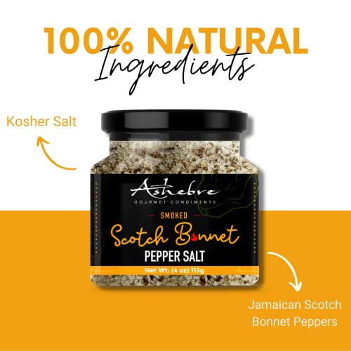 Ashebre Scotch Bonnet Pepper Salt, Gluten-Free, Delicious on Meat, Seafood, Chicken and Vegetables - Made with Jamaican Scotch Bonnet Peppers and Kosher Salt