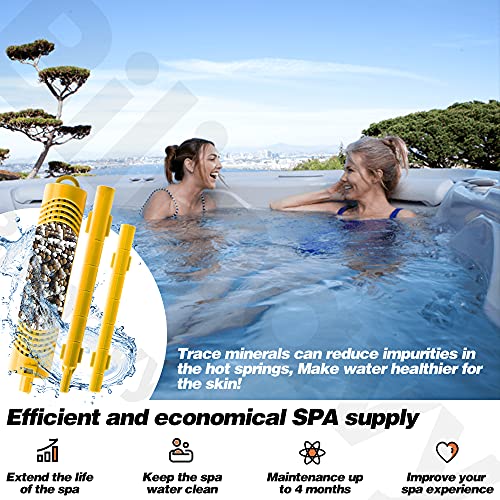 Bilinavy Spa in-Filter Mineral Sticks Parts for Hot Tub Filter Cartridge, Last for 4 Months, Yellow, 2PCS