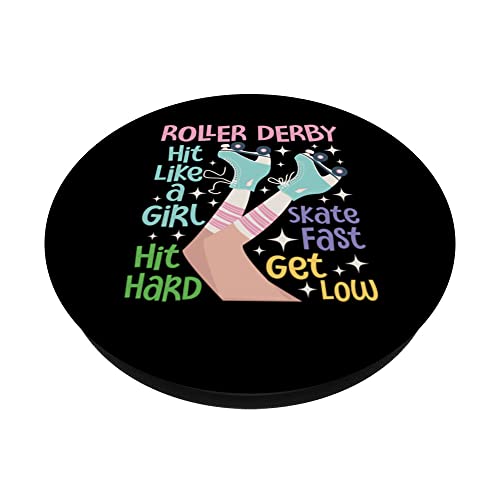 Roller Derby Hit Like A Girl - Roller Skating Skates Lover PopSockets Swappable PopGrip