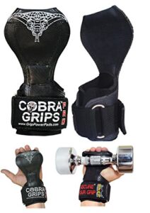 cobra grips pro weight lifting gloves heavy duty straps alternative power lifting hooks for deadlifts wrist wraps support bodybuilding (pro model for men one size, black rubber)