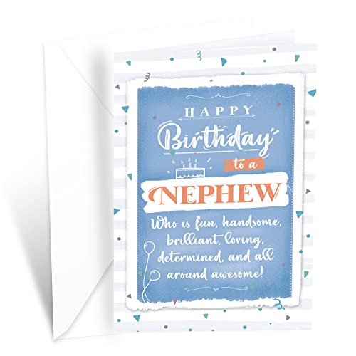 Birthday Card For Nephew | Made in America | Eco-Friendly | Thick Card Stock with Premium Envelope 5in x 7.75in | Packaged in Protective Mailer | Prime Greetings