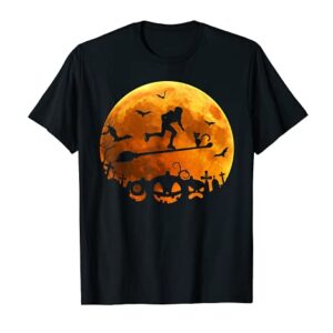 Roller Derby Witch Riding Broom Moon Halloween Costume T-Shirt