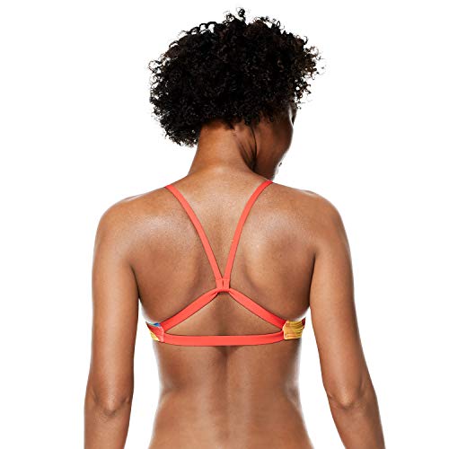 Speedo Women's Standard Swimsuit Top Bikini Endurance Strappy Back Demi, Pride Sliced Squares, Medium