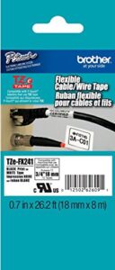 2/pack genuine brother 3/4″ (18mm) black on white flexible cable/wire wire/cable tze p-touch tape for brother pt-9500pc, pt9500pc label maker