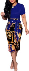 midi floral bodycon dress cute casual church dress blue l