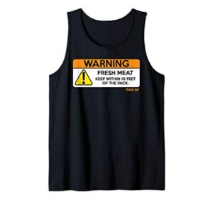 funny beginner roller derby fresh meat warning sticker tank top