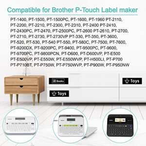 NineLeaf 10 Pack Compatible for Brother TZe-355 TZe355 TZ-355 TZ355 Label Tape 24mm 1'' 0.94'' White on Black Standard Laminated Labeling Work with P-Touch PT-D600 PT-P710BT 1500 1600 Label Maker