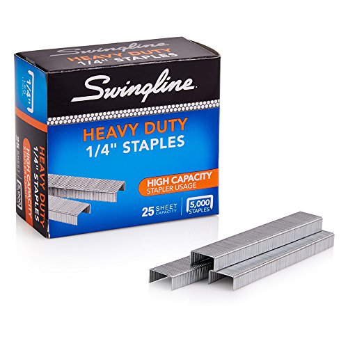 Swingline Staples, Heavy Duty, 1/4" Length, 25 Sheet Capacity, 100/Strip, 5000/Box, 1 Pack (79394), Silver