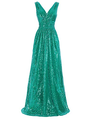 Kate Kasin Women Sleeveless Sequines Bridesmaid Dresses Empired Waist Green USA4 KK199-6