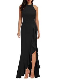 woosea women’s high neck split bodycon mermaid evening cocktail long dress black