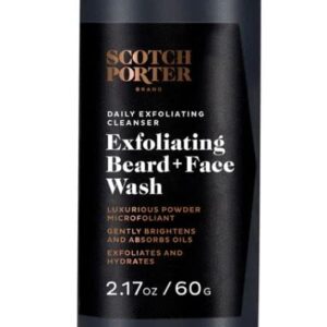 Scotch Porter Exfoliating Beard Wash & Face Cleanser for Men, Travel Friendly | Formulated with Non-Toxic Ingredients, Free of Parabens, Sulfates & Silicones | Vegan | 2.17 oz Bottle