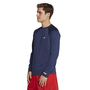 Speedo Men's Uv Swim Shirt Easy Long Sleeve Regular Fit Peacoat, Large