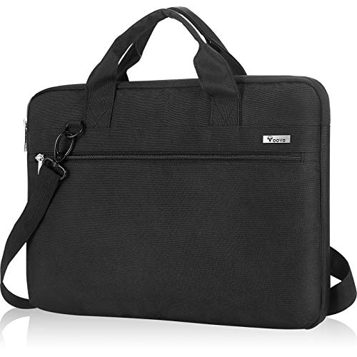 Voova Laptop Sleeve Case Bag Compatible with Macbook Air/Pro 13.3 M2, MacBook Pro 14 M1, 13.5 Surface Laptop 4/3, 13-14 Inch Dell XPS Hp Acer Asus Chromebook Computer Carry Briefcase with Strap,Black