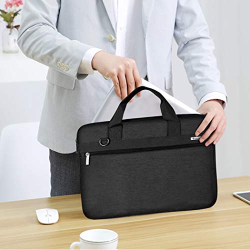 Voova Laptop Sleeve Case Bag Compatible with Macbook Air/Pro 13.3 M2, MacBook Pro 14 M1, 13.5 Surface Laptop 4/3, 13-14 Inch Dell XPS Hp Acer Asus Chromebook Computer Carry Briefcase with Strap,Black