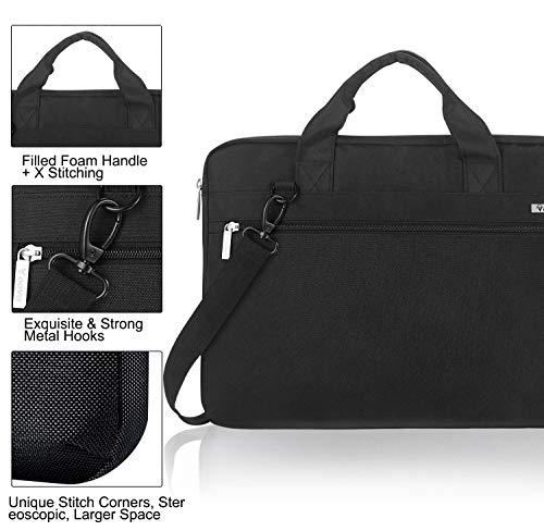 Voova Laptop Sleeve Case Bag Compatible with Macbook Air/Pro 13.3 M2, MacBook Pro 14 M1, 13.5 Surface Laptop 4/3, 13-14 Inch Dell XPS Hp Acer Asus Chromebook Computer Carry Briefcase with Strap,Black