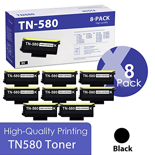 HIYOTA TN-580 TN580 Black Toner Cartridge 8-Pack Compatible Replacement for Brother TN580 HL-5240 5370DW/DWT MFC-8460N 8470DN 8480DN 8660DN 8670DN 8680DN DCP-8060 8065DN Series Printer-High Yield