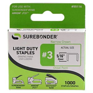 #3 light duty 5/16″ narrow crown staples – 1000 ct.