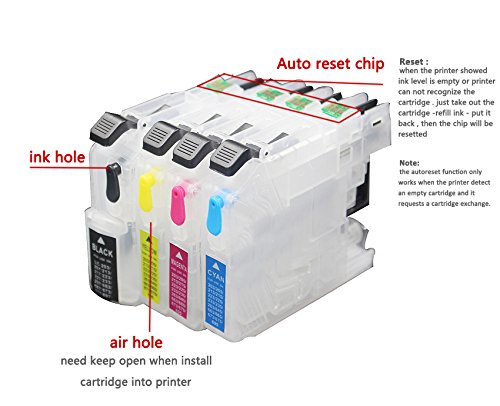 UniPrint LC203 Empty refillable Ink Cartridge Compatible for Brother MFC-J460DW J480DW J485DW J680DW J880DW J885DW Printer with ARC chip