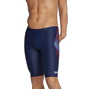 Speedo Men's Standard Swimsuit Jammer Powerflex Printed Team Colors, Coded Red/White/Blue, 22