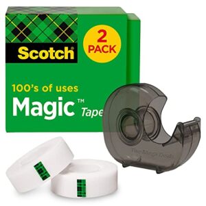 magic tape, 2 rolls tape, invisible tape refills for dispenser, 3/4 x 1296 inches tape refills + refillable tape dispenser