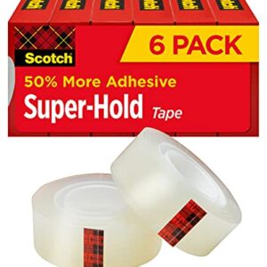 Scotch Super-Hold Tape, 6 Rolls, Transparent Finish, 50% More Adhesive, Trusted Favorite, 3/4 x 1000 Inches, Boxed (700K6)