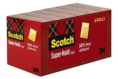 Scotch Super-Hold Tape, 6 Rolls, Transparent Finish, 50% More Adhesive, Trusted Favorite, 3/4 x 1000 Inches, Boxed (700K6)