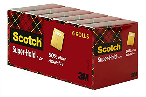 Scotch Super-Hold Tape, 6 Rolls, Transparent Finish, 50% More Adhesive, Trusted Favorite, 3/4 x 1000 Inches, Boxed (700K6)