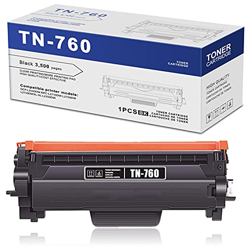 ALLU 1 Pack Compatible TN760 TN-760 Toner Cartridge Replacement for Brother DCP-L2550DW MFC-L2710DW L2750DW L2750DWXL Printer Ink Cartridge.[Black] AK-TN760-1BK