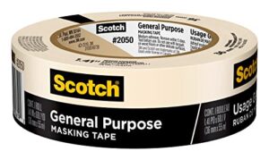 scotch general purpose masking tape, tan, tape for labeling, bundling and general use, multi-surface adhesive tape, 1.41 inches x 60 yards, 1 roll