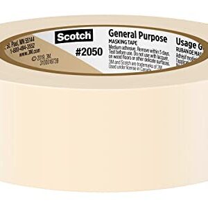 Scotch General Purpose Masking Tape, Tan, Tape for Labeling, Bundling and General Use, Multi-Surface Adhesive Tape, 1.41 Inches x 60 Yards, 1 Roll