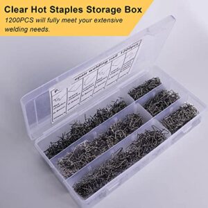 Plastic Welder Staples1200pcs with Storage Box,6 Kinds of Hot Staples for All Cars,Plastic Welding Staples for Repair Machine Car Bumpers,Made of Stainless Steel,Plastic Repair Kit Staples (1200)