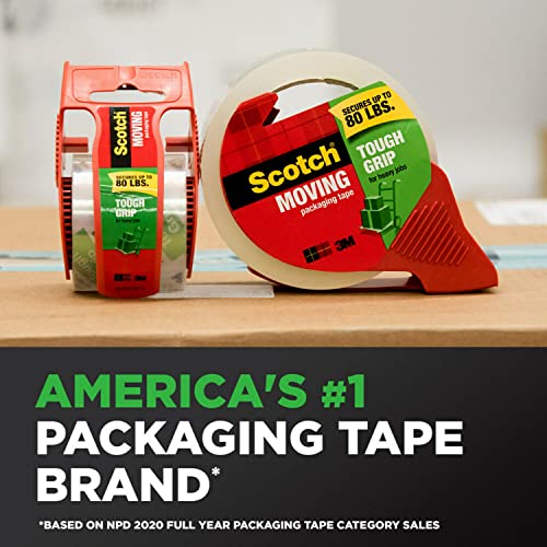 Scotch Tough Grip Moving Packaging Tape, 1 Roll, 1.88" x 54.6 Yards (3500)