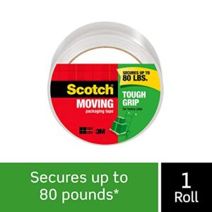 Scotch Tough Grip Moving Packaging Tape, 1 Roll, 1.88" x 54.6 Yards (3500)