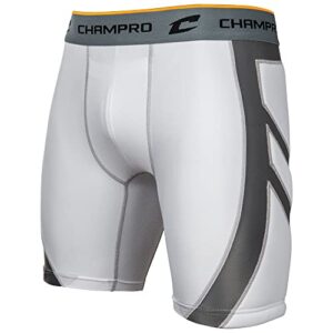 champro wind up compression polyester/spandex sliding short, adult large, white (bps15awl)