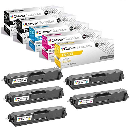 CS Compatible Toner Cartridge Replacement for Brother TN433 TN431 TN-433 TN-431 TN433BK/TN431BK TN433C/TN431C TN433M/TN431M TN433Y/TN431Y for HL-L8260CDW HL-L8360CDW HL-L8360CDWT 5 Color Set