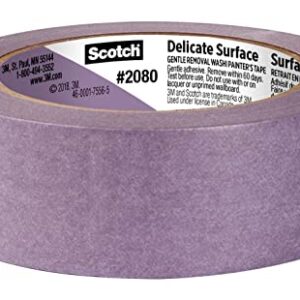 Scotch Delicate Surface Painter's Tape, Purple, Masking Tape Protects Delicate Surfaces and Removes Easily, Multi-Surface Painting Tape for Indoor Use, 1.41 Inches x 60 Yards, 4 Rolls