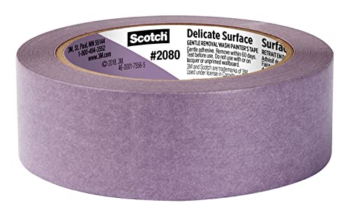 Scotch Delicate Surface Painter's Tape, Purple, Masking Tape Protects Delicate Surfaces and Removes Easily, Multi-Surface Painting Tape for Indoor Use, 1.41 Inches x 60 Yards, 4 Rolls