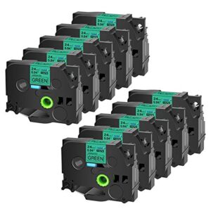 usuperink 10pk compatible for brother p-touch label maker tape tze-751 tz-751 tze751 tz751 black on green 24mm 0.94 inch 1” x 26.2ft laminated tze tz label tape for pt-7600 pt-9200dx pt-9200pc 9400