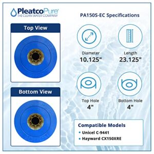 Pleatco PA150S-EC Pool Filter Cartridge Replacement for Unicel: C-9441, OEM Part Numbers: CX150XRE, White